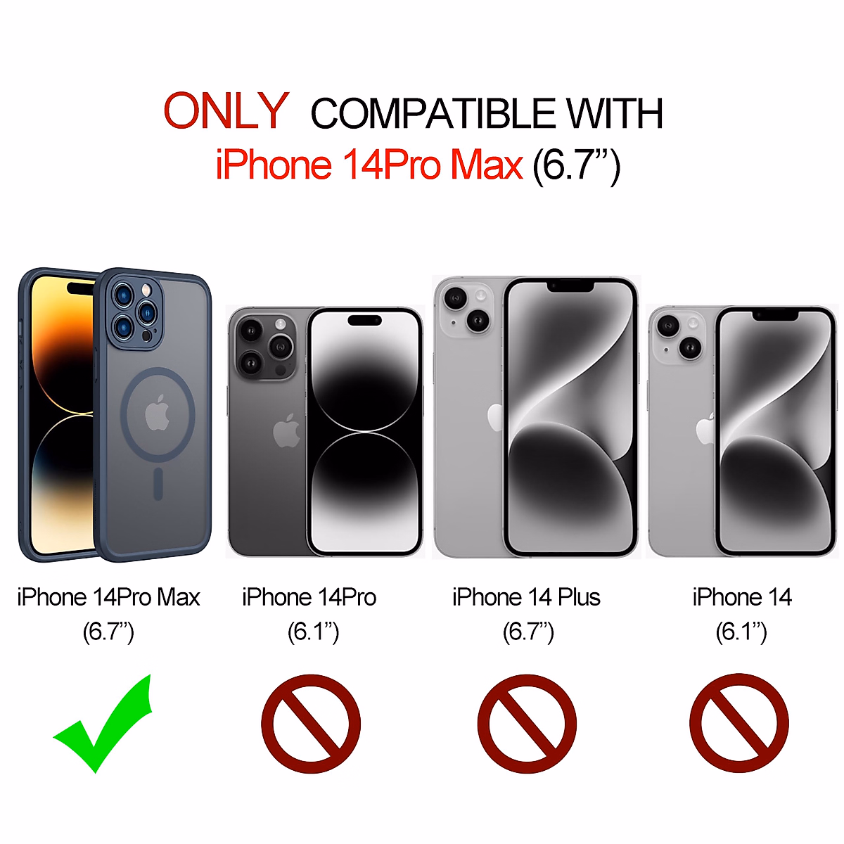 ImpactStrong Magnetic Guard Designed for iPhone 14 Pro Max Case [Camera Protection] [Military Grade Drop Tested] [Compatible with MagSafe] Slim Translucent Matte Phone Case (6.7") - Navy Blue