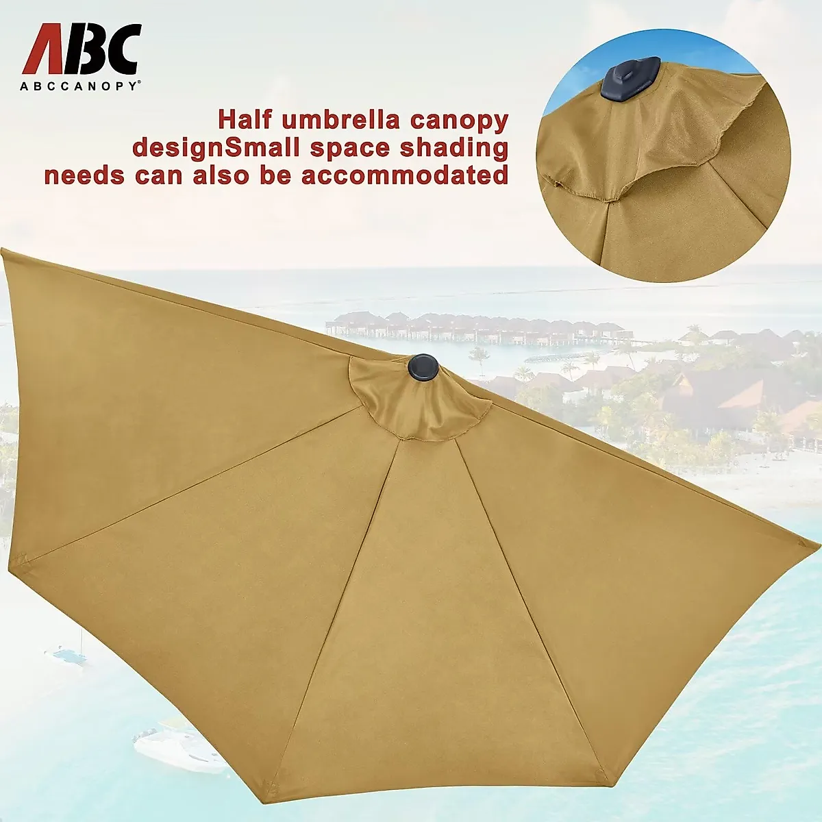 ABCCANOPY Patio Umbrella 11FT - Outdoor Half Umbrellas for Patio, Backyard, Garden, Deck (Khaki)
