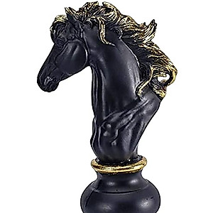 Chess King Queen Knight Statue Chess Pieces Chess Game Knight Sculpture Collectible Figurine for Home House Office Table Decor - Black, Horse
