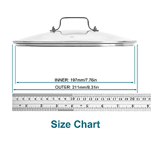 8 Inch Universal Tempered Glass Lid - 8" Pan Lid for Frying Pan and Pots,Stainless Steel Handle, Clear (8 Inch)