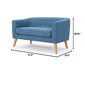 GDFStudio Christopher Knight Home Bridie Mid-Century Modern Loveseat, Muted Blue Fabric