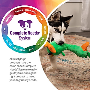 TrustyPup Tough 'N Fun Long Neck Duck Squeaky Plush Dog Toy, Chew Guard Technology - Green, Large