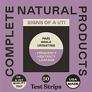Complete Natural Products UTI Test Strips for Dogs, Cats, & Pets - 3 in 1-50 Count - Urinary Tract Issues - Test Strips for Pets