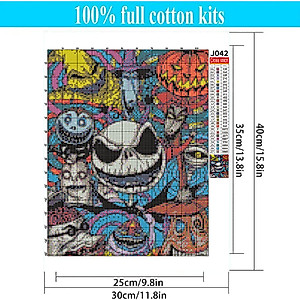 Nightmare Before Christmas Cross Stitch - Jack Needlepoint Counted Cross Stitch Kits for Beginners Adults Patterns Dimensions Embroidery Kits Arts and Crafts (11CT)