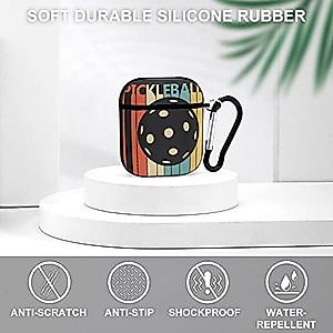 Pickleball Retro Airpods Case Cover for Apple AirPods 2&1 Cute Airpod Case for Boys Girls PC Hard Protective Skin Airpods Accessories with Keychain