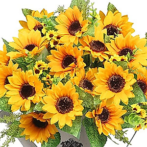 AmyHomie Artificial Flowers, Artificial Sunflower Bouquets, Fake Wildflowers for Baby Shower Home Wedding Spring Decor, Bride Holding Flowers,DIY Garden Craft Art Decor