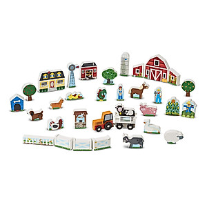 Melissa & Doug Wooden Farm and Tractor Play Set (33 pcs)