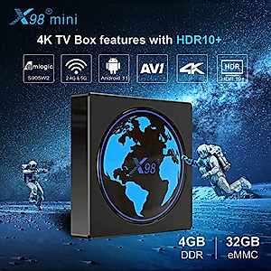Android TV Box 11.0, 2022 Newest Android TV Box 4GB 32GB Amlogic S905W2 Support 2.4G/5.8G WiFi Bluetooth 4.2 Ethernet LAN 3D 4K HDR Android Box Smart TV Box