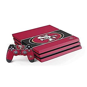 Skinit Decal Gaming Skin Compatible with PS4 Pro Console and Controller Bundle - Officially Licensed NFL San Francisco 49ers Zone Block Design