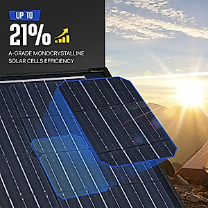 ATEM POWER 200W Monocrystalline Solar Panel,Portable Solar Suitcase Foldable Lightweight Without Glass, 20A MPPT Controller with USB Output, Built-in Kickstand for 12V Batteries RV Camping Power