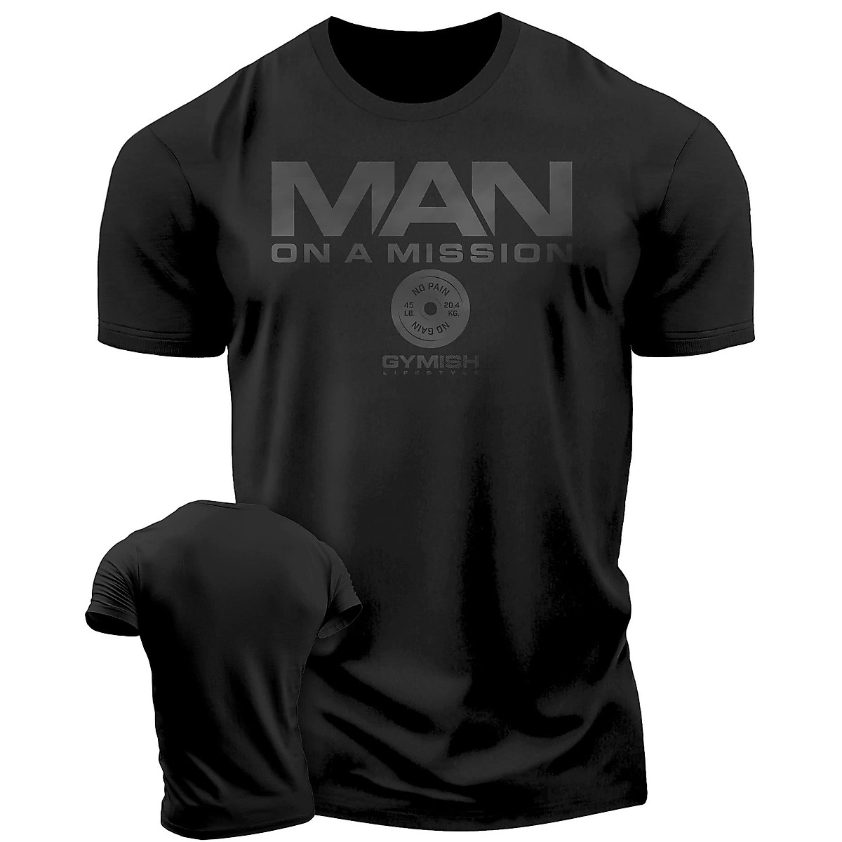 Man on Mission Workout Shirts for Men, Motivational Gym Funny Lifting T-Shirts (Man on Mission Black, XXL)