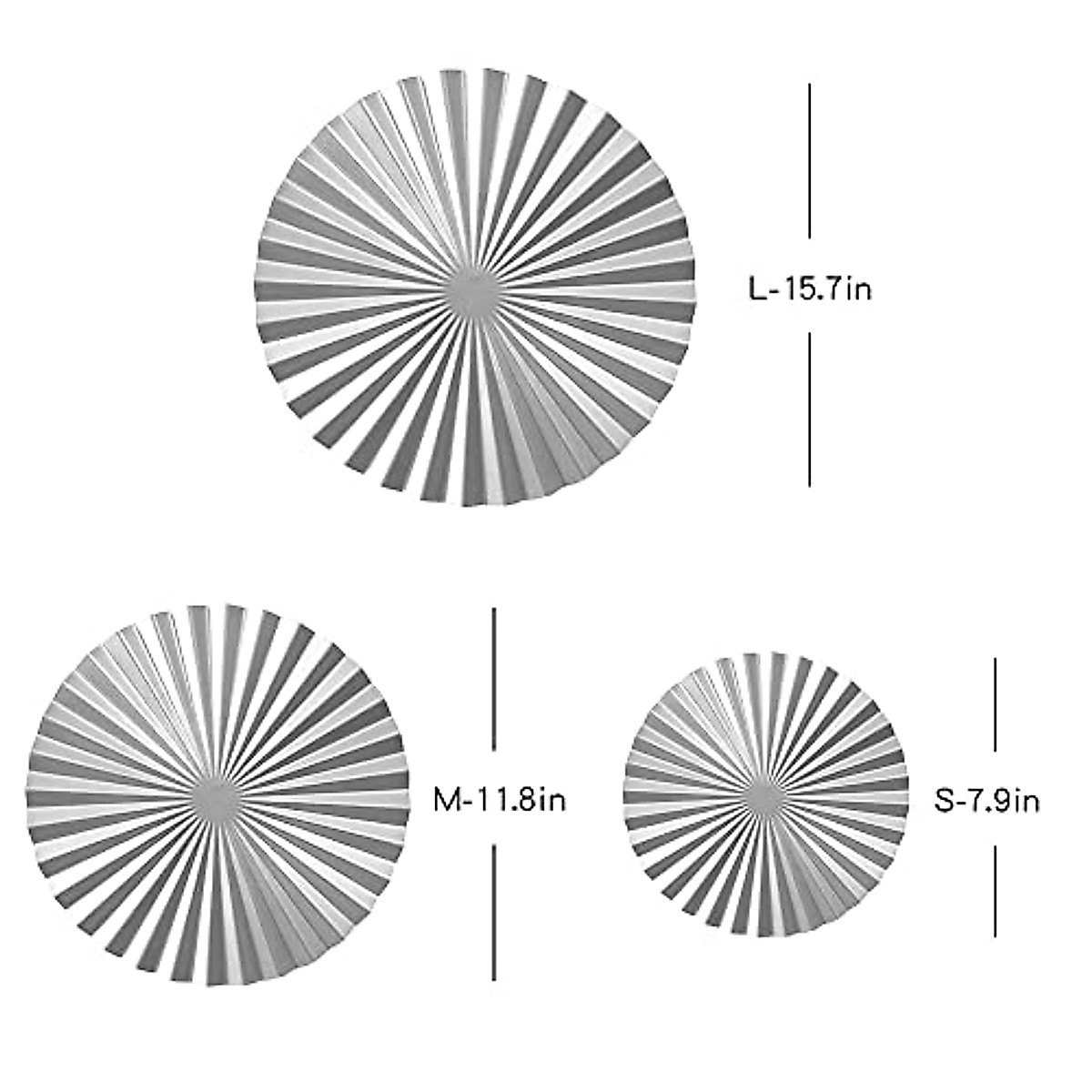 BOTAOYIYI Silver Wall Art Set Of 6, Silver Wall Decor, Metal Modern Accent Large Sunburst Hanging Decorations Above Bed For Home Office Bedroom Bathroom Or Living Room(L-15.7, M-11.8, S-7.9)