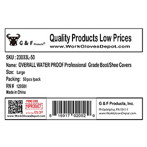 G & F Products X-Large WaterProof Premium 100 Pack (50 Pairs) Disposable Boot & Shoe Covers - Durable, Non-slip, Non-toxic, Recyclable, Blue, Stretchable Fits US Men Size 11 and UP