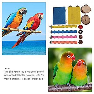POPETPOP Bird Stand ES Stand Toy - Wood Parrot Stand Platform Wood Bird Cage Perch Bird Chew Toys Parrot Teething Toys Paw Grinding Stick for Cockatiels Parakeets Hammock Swing