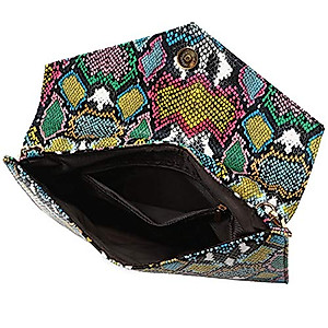 Van Caro Women's Faux Leather Snake Envelope Clutch Handbag Chain Shoulder Bag,Multicoloured
