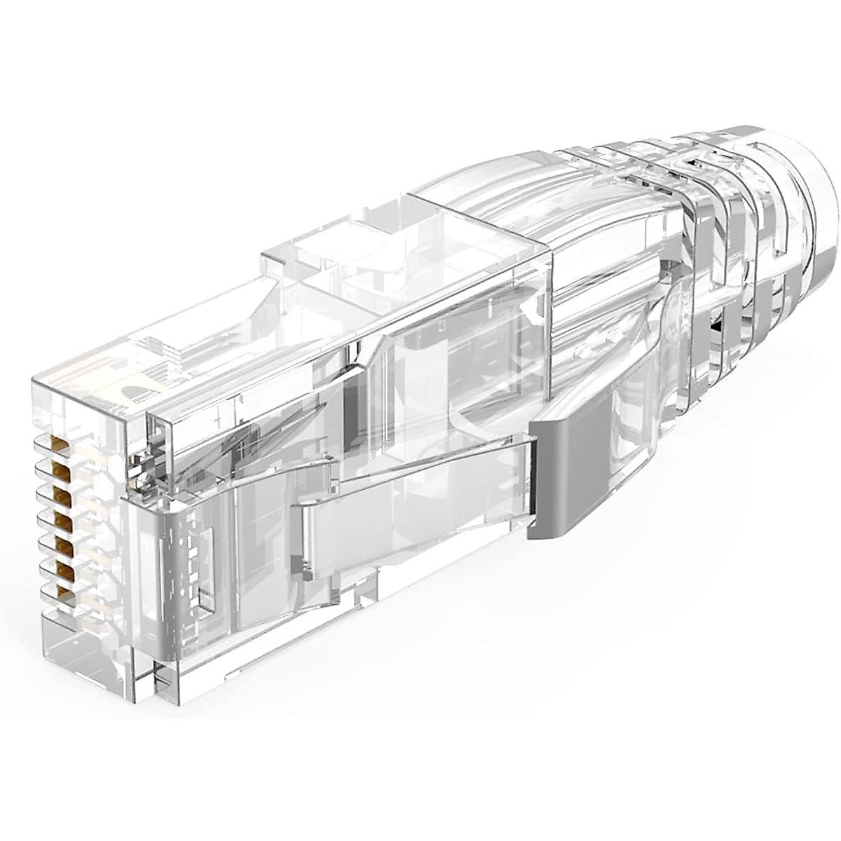 CableCreation RJ45 Connectors, 100-Pack Cat6 Connector, Cat6/Cat5 8P8C Modular Plug Ends with Relief Boots for Solid Wire and Standard Cable, Transparent