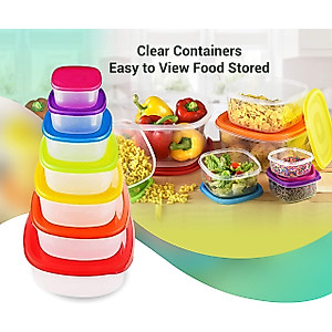 ARSUK Plastic Food Containers Set with Airtight Lids 7 PCs, Kitchen Storage Organization Stackable Containers for Lunch Snacks Sandwich Sauces, BPA Free Microwave Freezer Dishwasher Safe