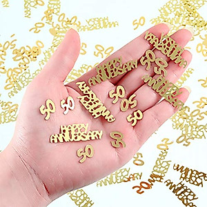 Gejoy 4 Bags Gold 50th Anniversary Confetti Glitter Confetti Table Decorations for 50th Anniversary Wedding Party Decoration