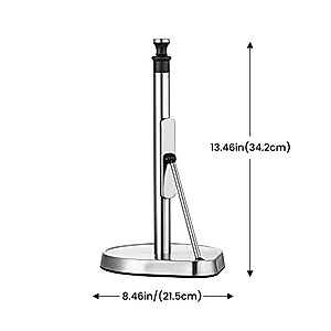 Lucalda Paper Towel Holder Countertop- Easy to Tear Paper Towel Holder Stand Stainless Steel Paper Towel Holder Fit Most Size Paper Roll- Kitchen Paper Towel Rack with Adjustable Tension Arm