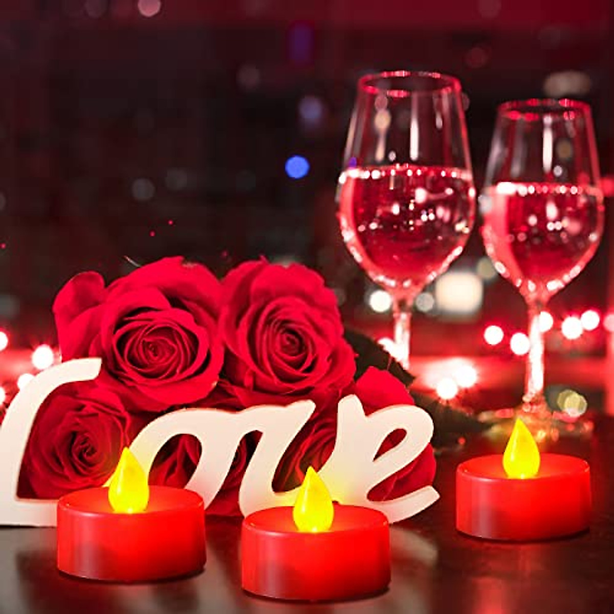 PChero 18 Packs Red LED Tea Lights, Battery Operated Flickering Flameless Tealights Electric Candles, Decorations for Wedding Party Halloween Christmas Centerpieces and Festival Celebration