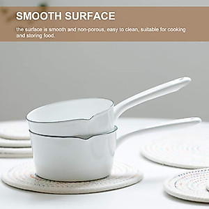 1.2L Enamel Milk Pan, Nonstick Saucepan Melting Coffee Milk Boiling Porridge Soup Saucepan Gas Stove Enamel Pot | Mini Butter Warmer, Enamelware Saucepan Pan for Home Kitchen Restaurant(white)