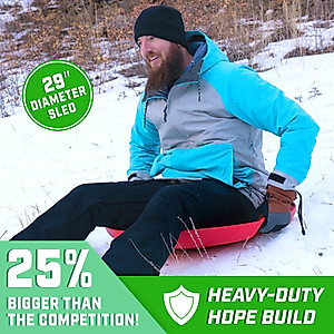 GoSports 29" Heavy-Duty Winter Snow Saucer with Padded Seat and Hand Pull Strap - Choose Your Style