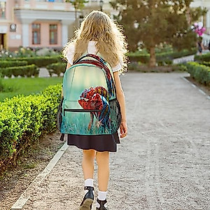 Ourtheme Animal Chameleon 18 In Backpack for Men Women Chameleon Large Capacity Backpack Hiking Travel Laptop Back Pack Casual Daypack