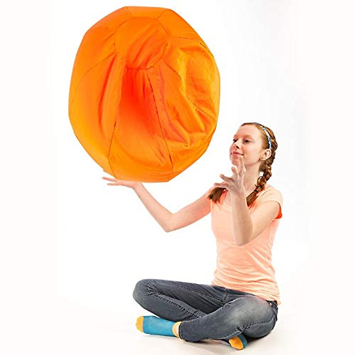 Fun and Function - Mega Mushy Smushy Bean Bag Chair - Alternative Seating Options for Classrooms, Clinic & Home Use - Lightweight & Calming - Large, 24 Inches - Orange