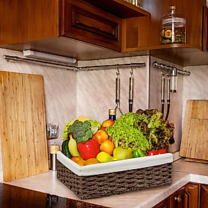 3 PCS Handmade Wicker Baskets for Organizing Storage Basket Set, Boho Decorative Bins, Over Toilet Paper Reserve Holder for Closet, Bedroom, Bathroom, Entryway, Office (grey)