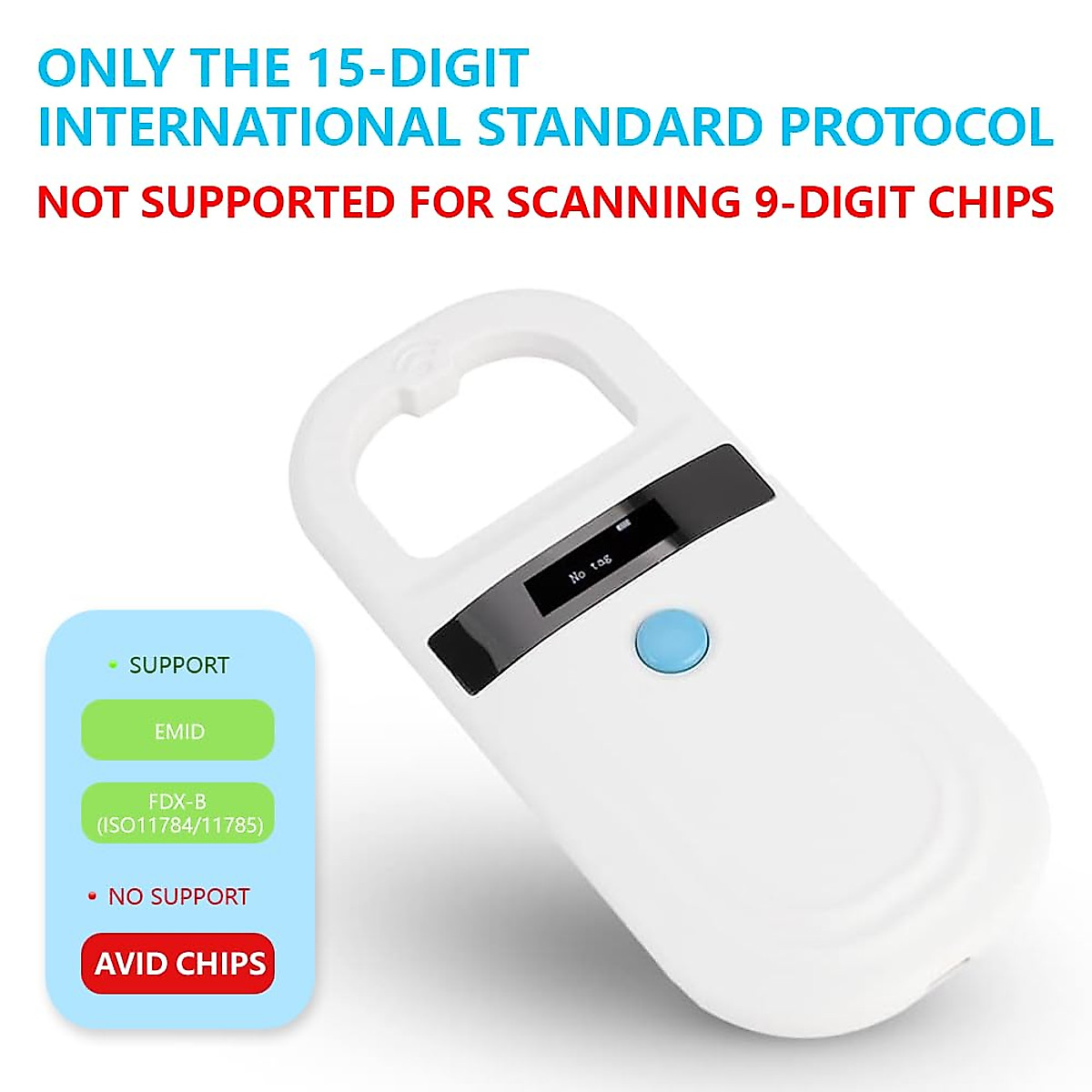 Watris Veiyi Dog Microchip Reader, Pet Microchip Scanner with OLED Display Screen, Pet Chip ID Scanner Supports FDX-B（ISO11784/11785） and EMID Microchips, for Animal Management