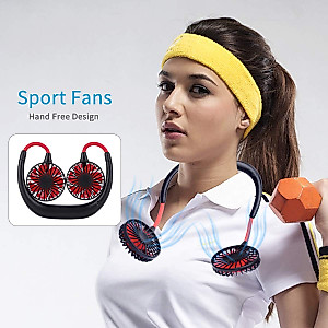 WeYingLe Neck Fan Portable Neckband Fan USB Rechargeable Hand Free Personal Mini Sport Fan with 3 gears for Sports Travel Outdoor Office Reading
