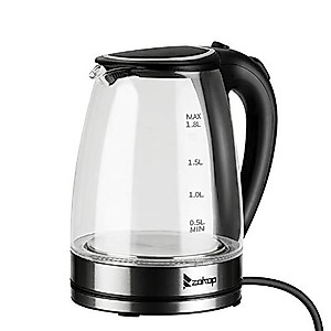 Electric Kettle with Glas,Electric Glass Kettle and Tea Maker with Temperature Controls 110V 1500W 1.8L Glass Electric Kettle with Filter, Stainless Steel Lid & Bottom