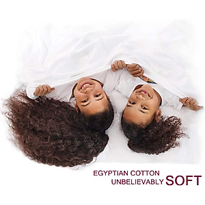 Extra Deep Pocket Sheets (4-Piece) 100% Egyptian Cotton 400 Thread Count Bed Sheet Set 22 inch Deep Pocket of Fitted Sheet with Elastic All Around (Queen, White Stripe)