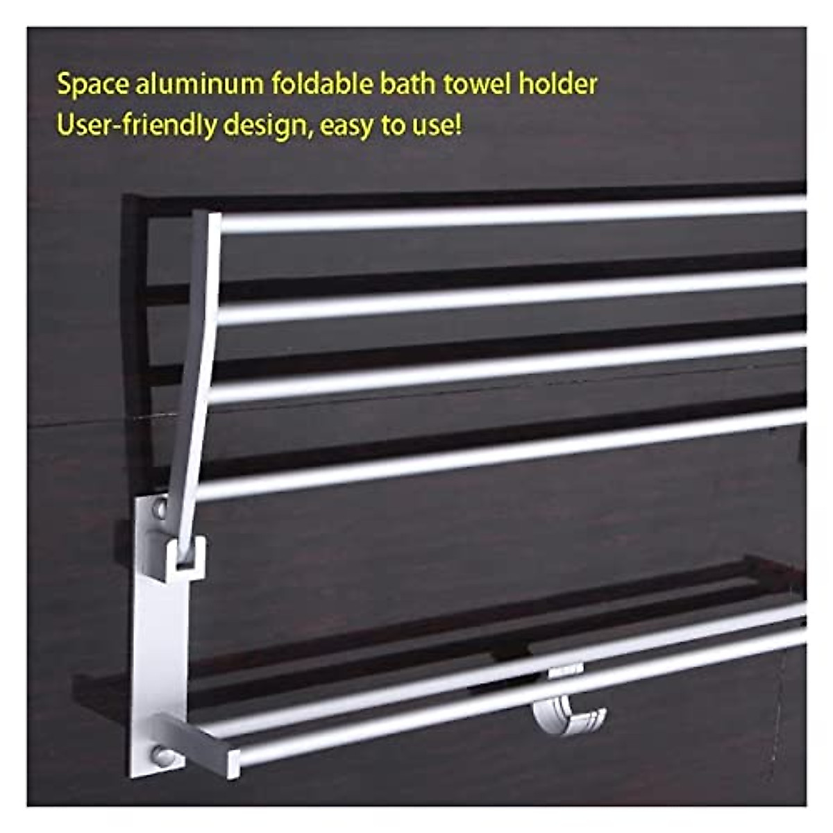 Towel BAR Rack Bathroom Towel Rack Wall Mounted Towel Holder,2 Layer Aluminum Wall-Mounted Shower Shelf,Metal Bathroom Towel Coat Rack Shower Tray Bathroom Towel Bracket