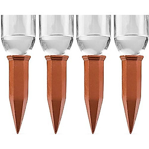 Modern Innovations Ceramic Terracotta Self Watering Spikes (4 Pack) Vacation Automatic Plant Waterer Devices, Indoor/Outdoor Planter Insert, Terra-Cotta Stakes for Potted Plants, Auto-Water System