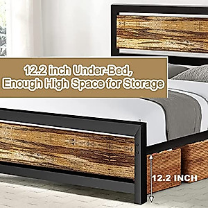 Aqgrj Queen Bed Frame, Platform Bed Frame with Headboard and Steel Sturdy Slat Strong Support Legs, Noise-Free No Box Spring Needed, Easy Assembly-Brown