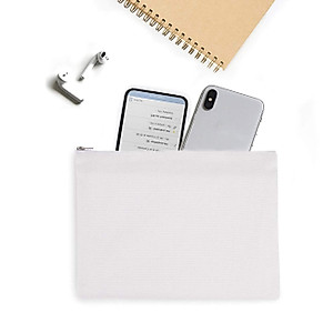 YINGKOR Cotton Canvas Zipper Cosmetic Bag Makeup Bags Tool Organizer with Cotton Lining 20x28cm, White, 7.87x11.02 inches, 20x28cm, Pack of 2