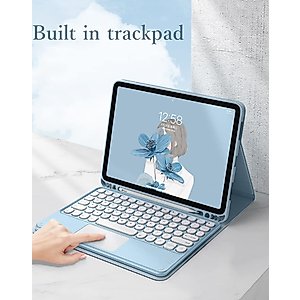 YEEHi iPad 10.9" 10th Generation 2022 Touchpad Keyboard Case Retro Round Key with Mouse Cute Color Keyboard with Trackpad Detachable Touch Keyboard iPad 10 10.9 Cover (Pink)