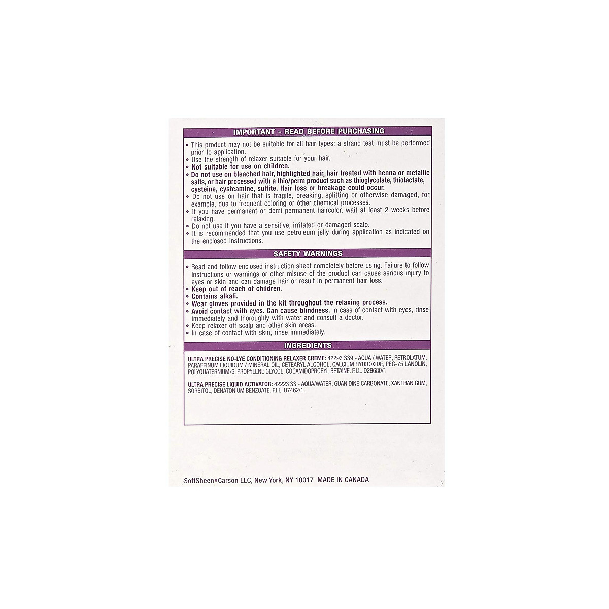 Softsheen Carson Precise No-Lye Original Relaxer Twin Pack