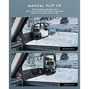 OCPTY Towing Mirror with Manual Adjusted Right Side Tow Mirror Compatible with 1994-2001 for DODGE for Ram 1500 1994-2002 for DODGE for Ram 2500 3500 with Black Housing