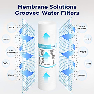 5 Micron Grooved Sediment & 5 Micron CTO Carbon Block Water Filter 10"x2.5", Whole House Water Filters Universal Replacement Filter Cartridge by Membrane Solutions