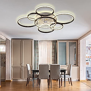 SNOWUNDER 41" Ceiling Fans with Lights, Flush Mount Celing Fan with Led Light and Remote Control for Living Room，Tri-Color Light 6-Speed Wind