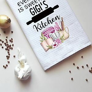 TSOTMO Gigi Gift Gigi Everything is Sweeter in Gigi’s Kitchen Grandma Kitchen Towel Dish Towel (Sweeter Gigi)