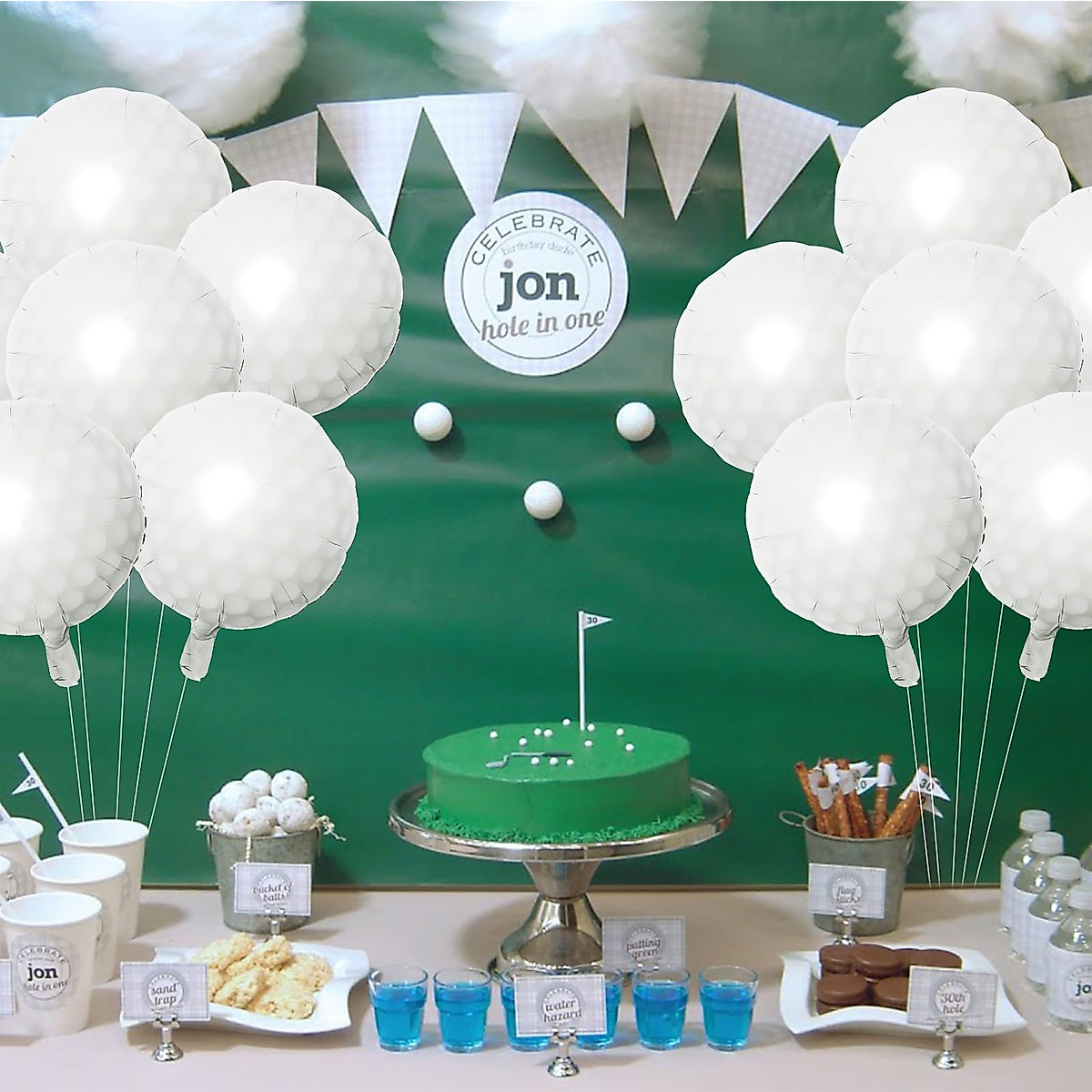 HILAVO 9PCS Golf Balloons, 18Inch Sports Balloons Aluminum Foil Balloons for Golf Themed Party Decorations, Birthday Sports Graduation Party Supplies