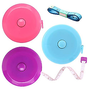 Measuring Tape, Fabric Small Tape Measure Retractable, 60 Inch Sewing Tape Measure for Craft Nursing Medical Travel(3 Pack/Pink Purple Sky Blue)