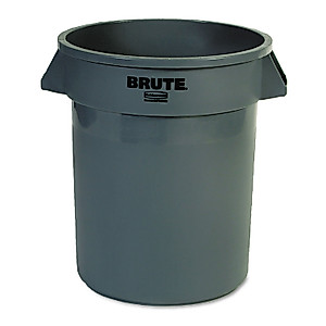 RUBBERMAID FG262000GRAY Brute Round Container, 20 gal Capacity, Gray