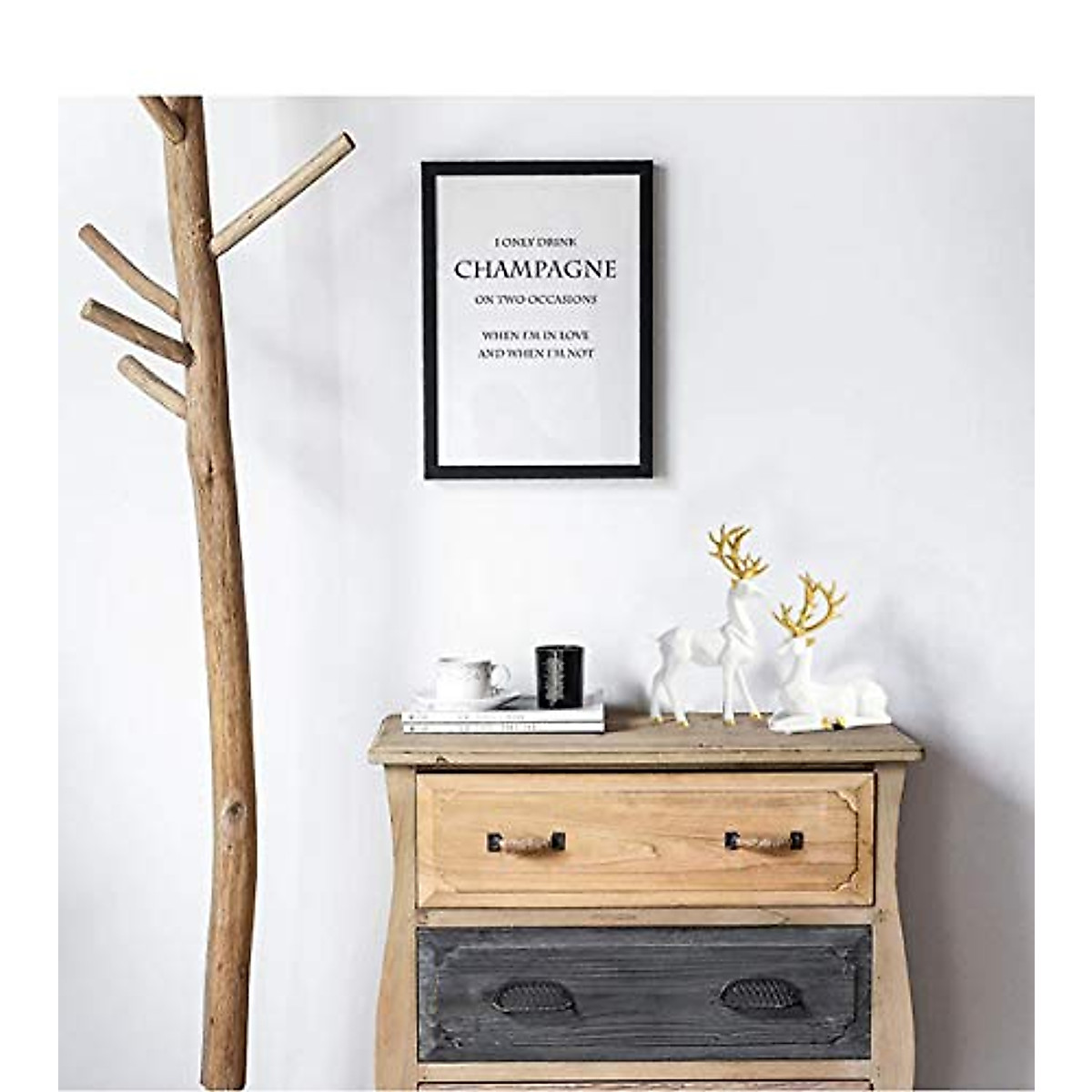 OUTASIGHT Nordic Style Origami Elk, Resin Sitting Standing Deer Statues, Reindeer Figurines, Ornaments Living Room TV Cabinet Wine Cabinet Gifts for Home Decoration (One Pair) (White)