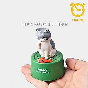 Golandstar Funny Cat Mechanical Timer 60 Minutes Kitchen Gadget Cooking Clock Loud Alarm Counters Manual Timer for Study (Orange) 6.5cm x 9.4cm GRB685 GRB685