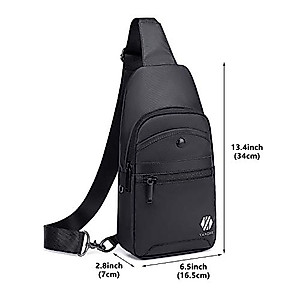 YANZHE Sling Bag, Waterproof Sling Bag for Men, Multipurpose Crossbody Bag Men for Hiking, Casual Lightweight Chest Bag for Men/Women（Shiny Black）