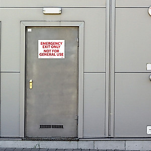 NMC M45PB EMERGENCY EXIT ONLY NOT FOR GENERAL USE Sign – 14 in. x 10in. Adhesive Backed Vinyl Exit Sign with Red Text on White Base